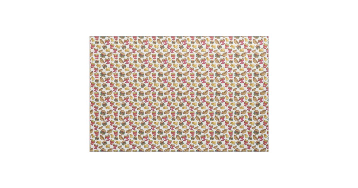 Fast Food Pattern fabric | Zazzle