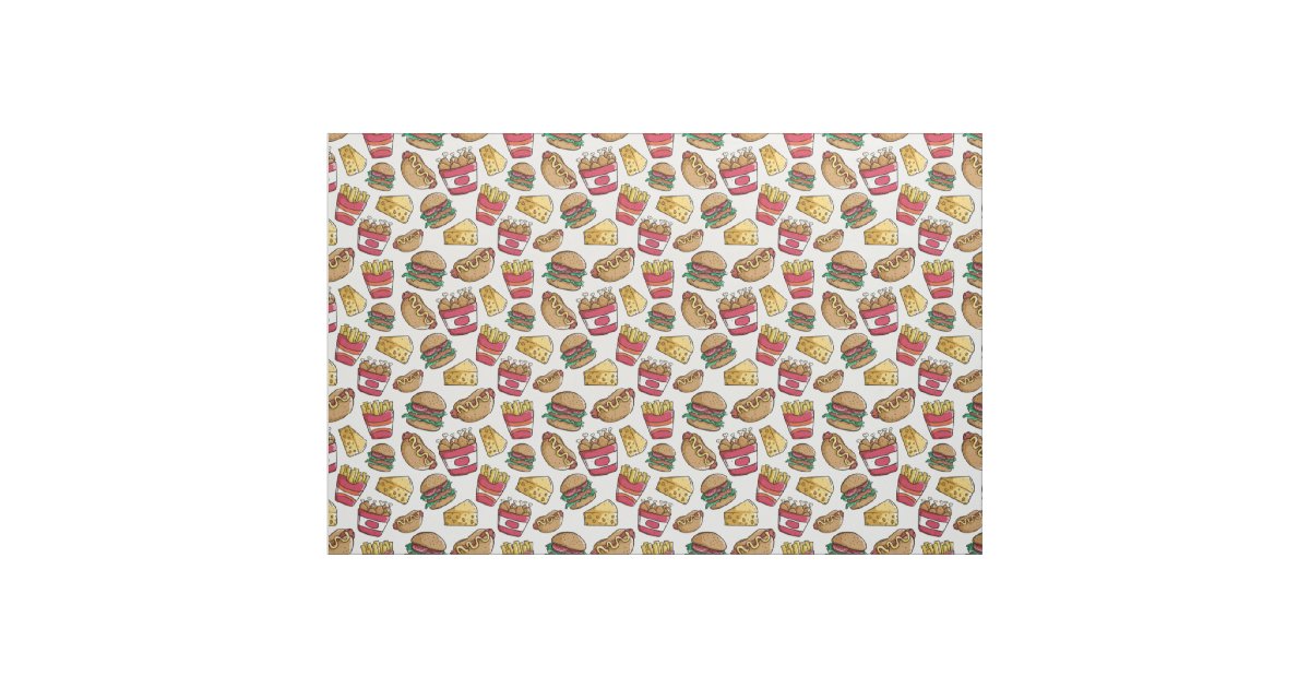 Fast Food Pattern fabric | Zazzle