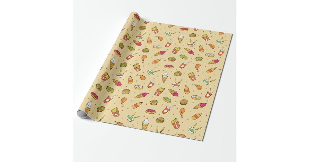 Fast Food Pattern Wrapping Paper | Zazzle