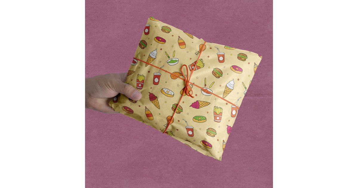 Fast Food Pattern Yellow Tissue Paper | Zazzle