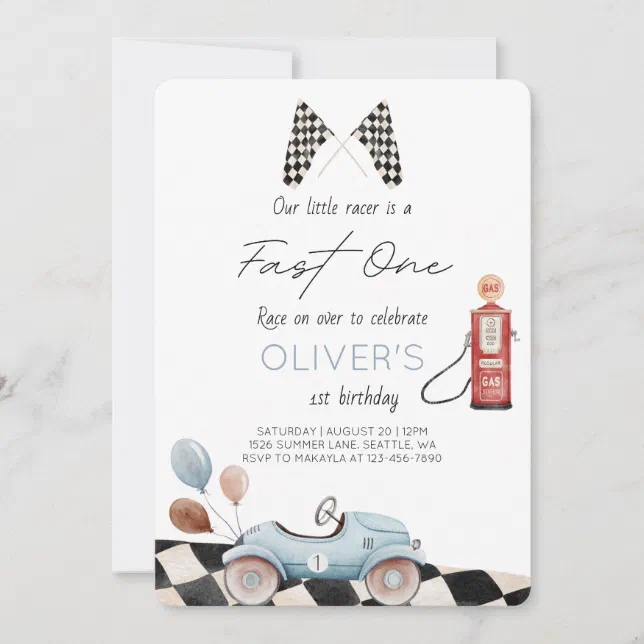 Fast One 1st Birthday Invitation | Zazzle