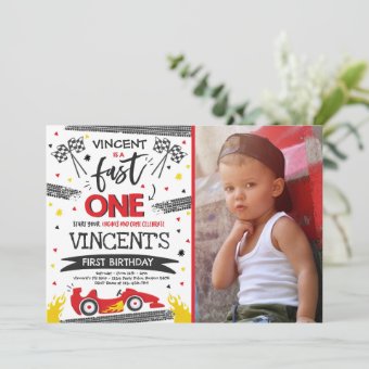 Fast One 1st Birthday Party Red Race Car Fast One Invitation | Zazzle