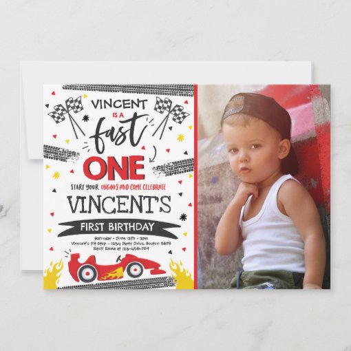Fast One 1st Birthday Party Red Race Car Fast One Invitation | Zazzle