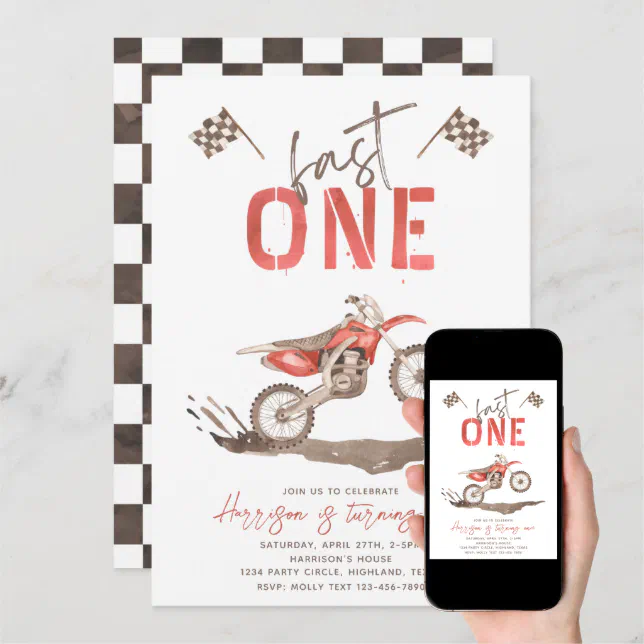Fast ONE Birthday Invitation | 1st Birthday | Zazzle