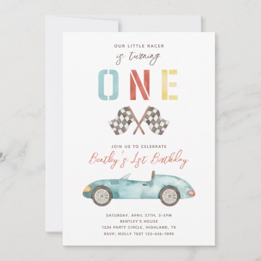 Fast ONE Birthday Invitation | Racing BIrthday | Zazzle