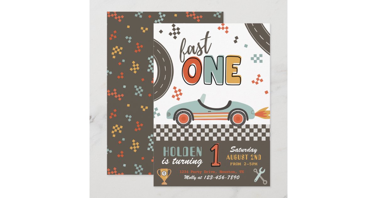 Fast ONE Birthday Invitation | Racing Invitation | Zazzle
