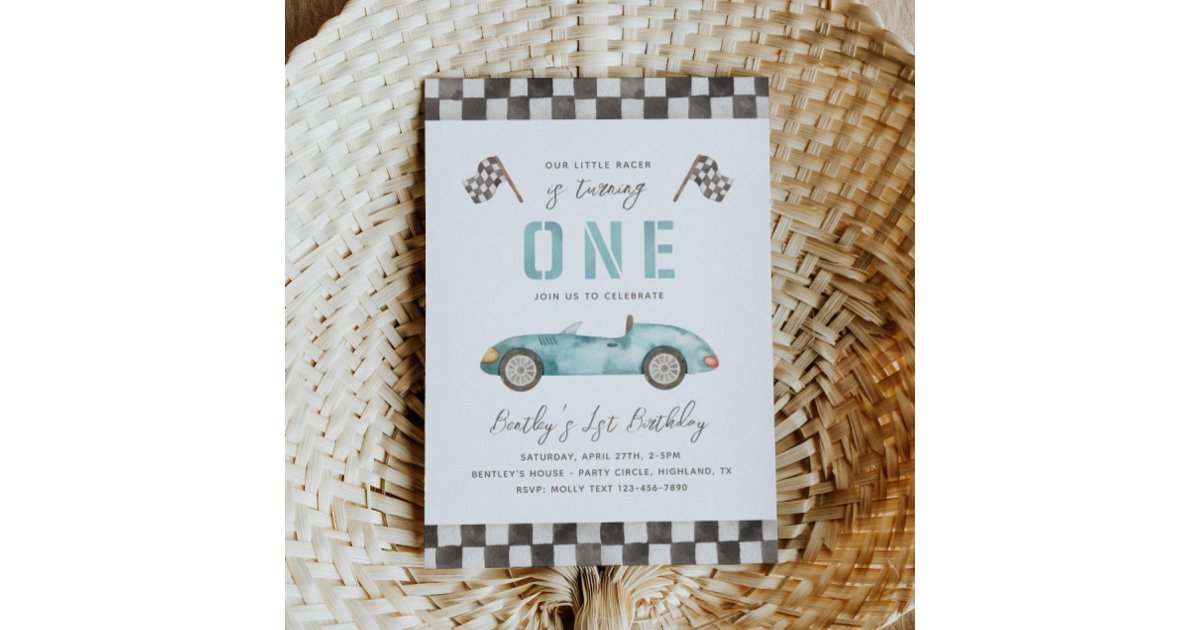 Fast One Birthday Invitation | Racing Invitation | Zazzle