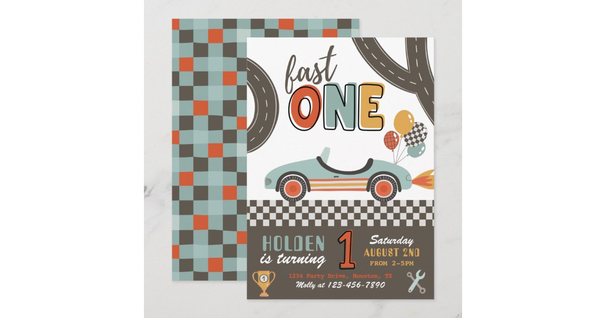 Fast ONE Birthday Invitation | Racing Invitation | Zazzle