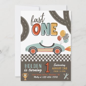 Fast ONE Birthday Invitation | Racing Invitation | Zazzle