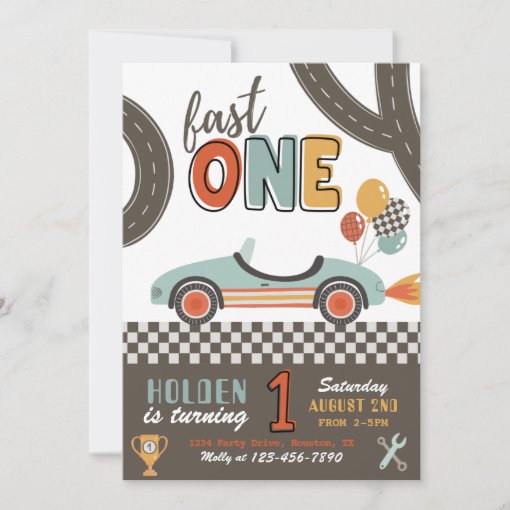 Fast ONE Birthday Invitation | Racing Invitation | Zazzle