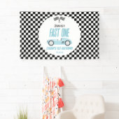 Fast One Blue Race Car 1st Birthday Party Banner | Zazzle