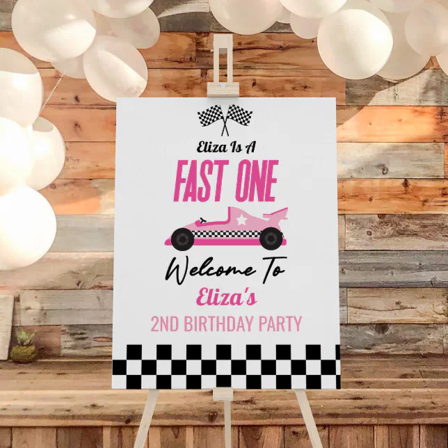 Fast One Race Car 1st Birthday Party Welcome Sign | Zazzle