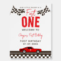 Fast One Race Car Boy 1st Birthday Party Foam Board | Zazzle