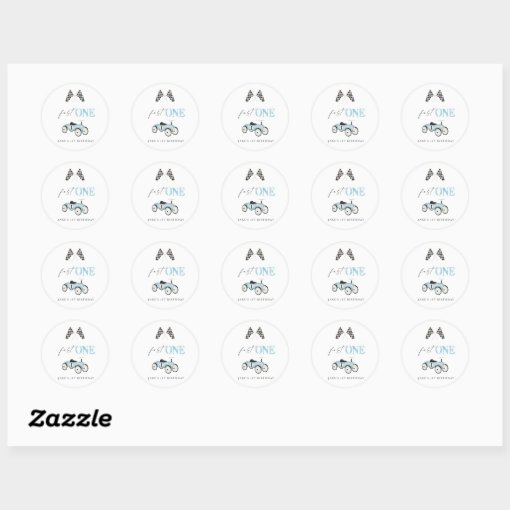 Fast One Race-Themed Retro Car Birthday Classic Round Sticker | Zazzle