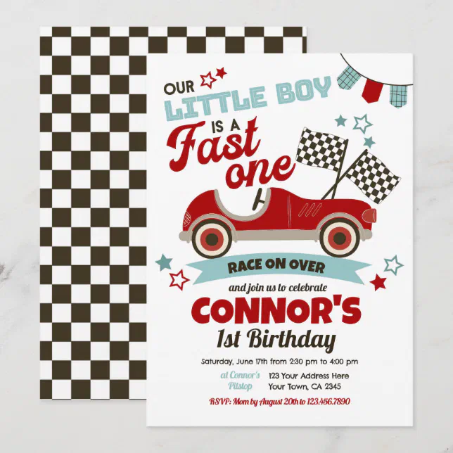 Fast One, Racing 1st Birthday Invitation | Zazzle
