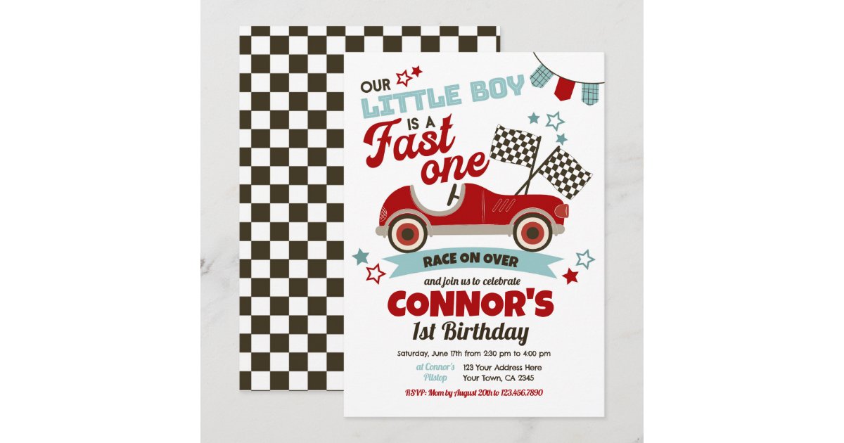 Fast One, Racing 1st Birthday Invitation | Zazzle