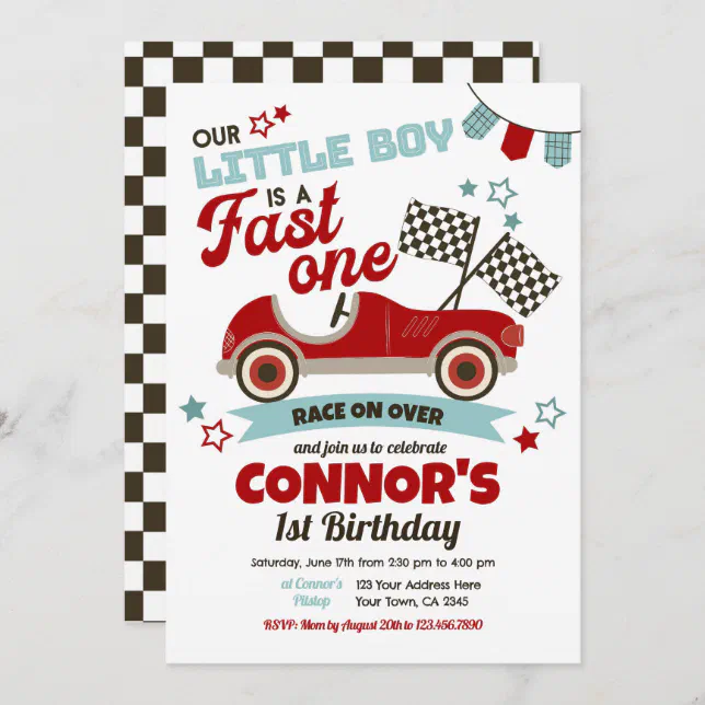 Fast One, Racing 1st Birthday Invitation | Zazzle