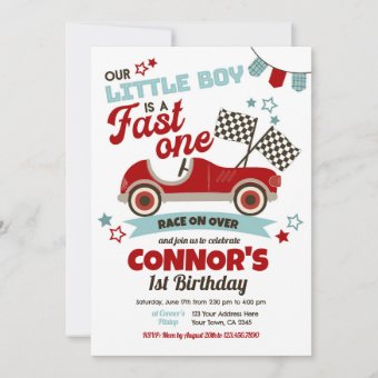 Fast One, Racing 1st Birthday Invitation | Zazzle