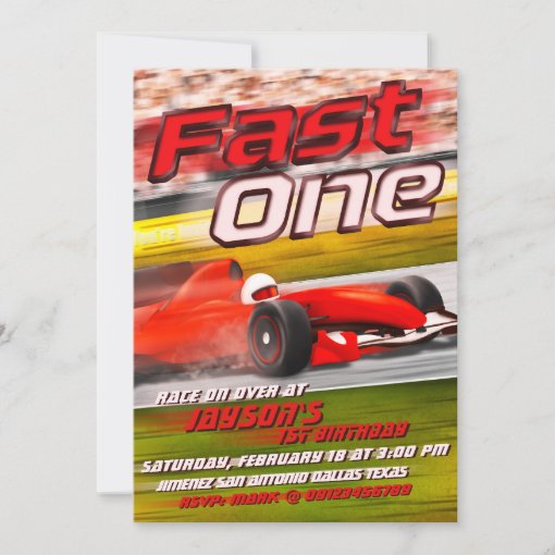 Fast One Racing 1st Birthday Invitation | Zazzle