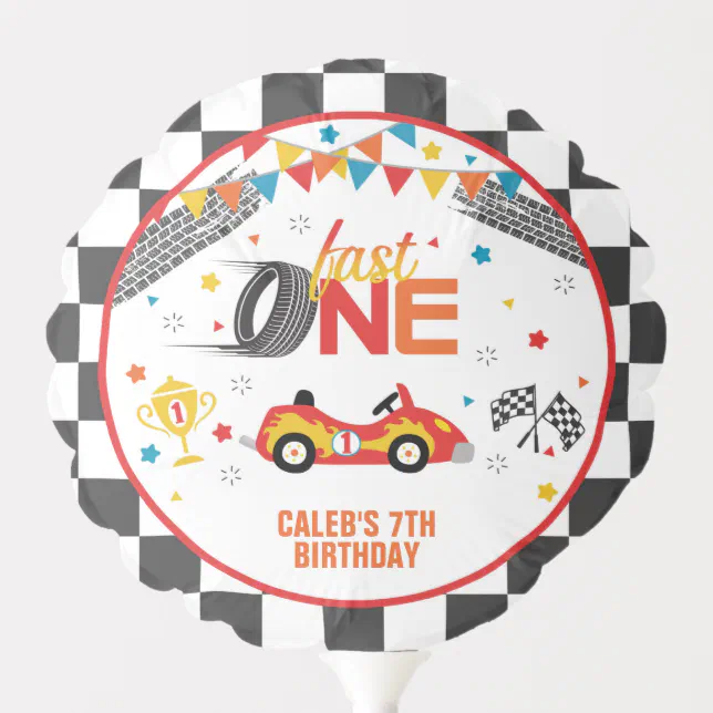 Fast One Racing First Birthday Balloon | Zazzle