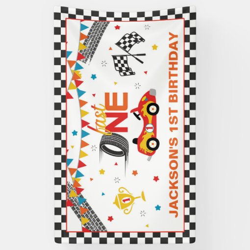 Fast One Racing First Birthday Banner | Zazzle