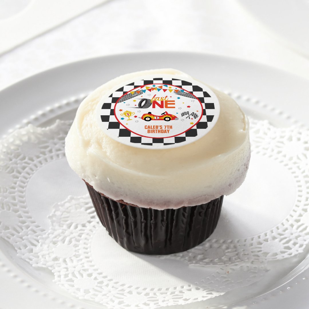 Fast One Racing First Birthday Edible Frosting Rounds | Zazzle