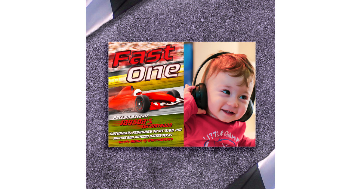 Fast One Racing with Picture Invitation | Zazzle