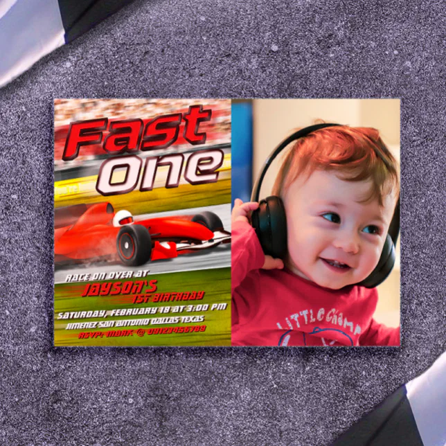 Fast One Racing with Picture Invitation | Zazzle