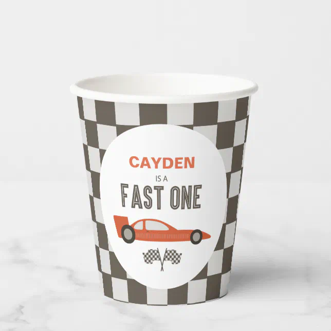 Fast One Red Race Car Birthday Paper Cups | Zazzle