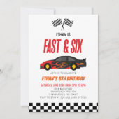 Fast & Six Red Flame Race Car 6th Birthday Party Invitation | Zazzle
