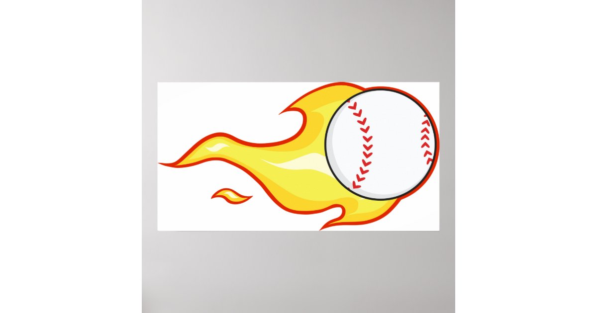 Fastball Flame Baseball Sports Poster | Zazzle