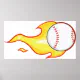 Fastball Flame Baseball Sports Poster | Zazzle