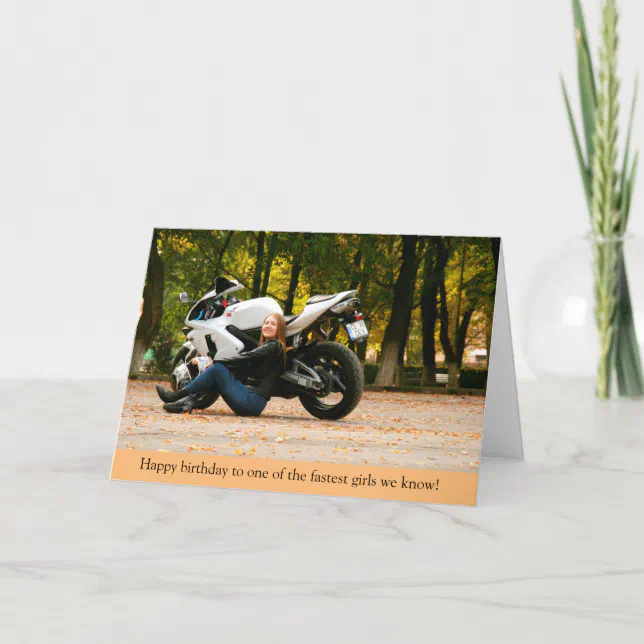 Fastest Girl Sport Bike Motorcycle Birthday Card | Zazzle