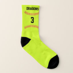 Fastpitch Softball Custom Team Name Player Number Socks | Zazzle