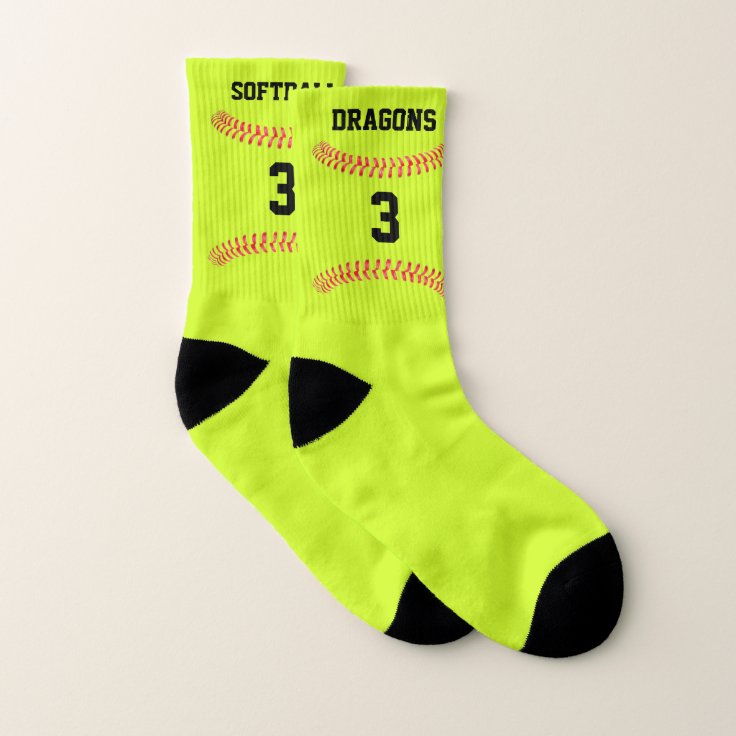 Fastpitch Softball Custom Team Name Player Number Socks | Zazzle