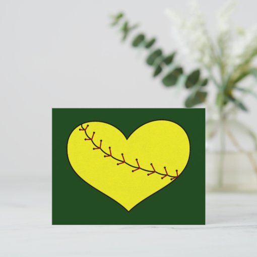 Fastpitch Softball Heart Postcard | Zazzle