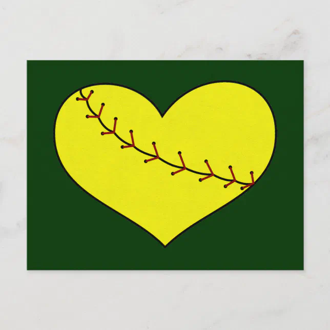 Fastpitch Softball Heart Postcard | Zazzle
