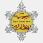 Softball Player's name number team snowflake Snowflake Pewter Christmas ...