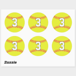 Fastpitch Softball Player Custom Number or Letters Classic Round ...
