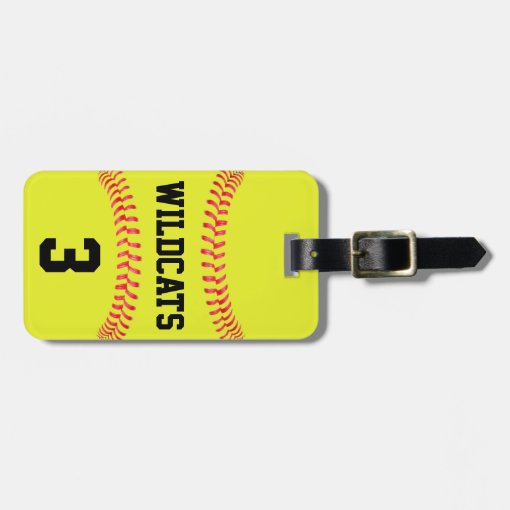 Fastpitch Softball Team Name & Player Number Sport Luggage Tag | Zazzle