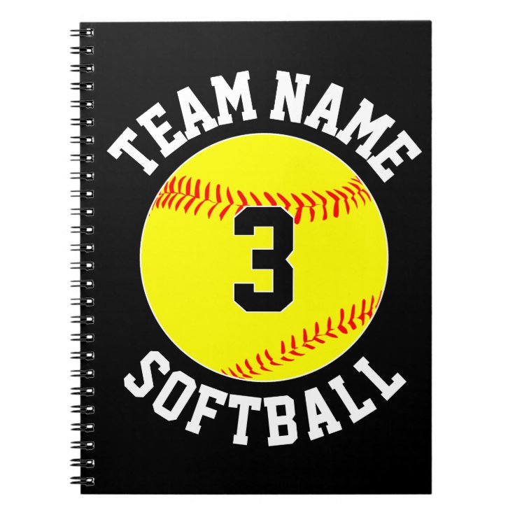 Fastpitch Softball Team Name & Player Number Sport Notebook | Zazzle