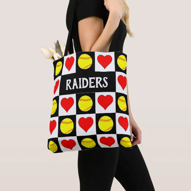 Fastpitch Softballs & Hearts Custom Softball Team Tote Bag | Zazzle