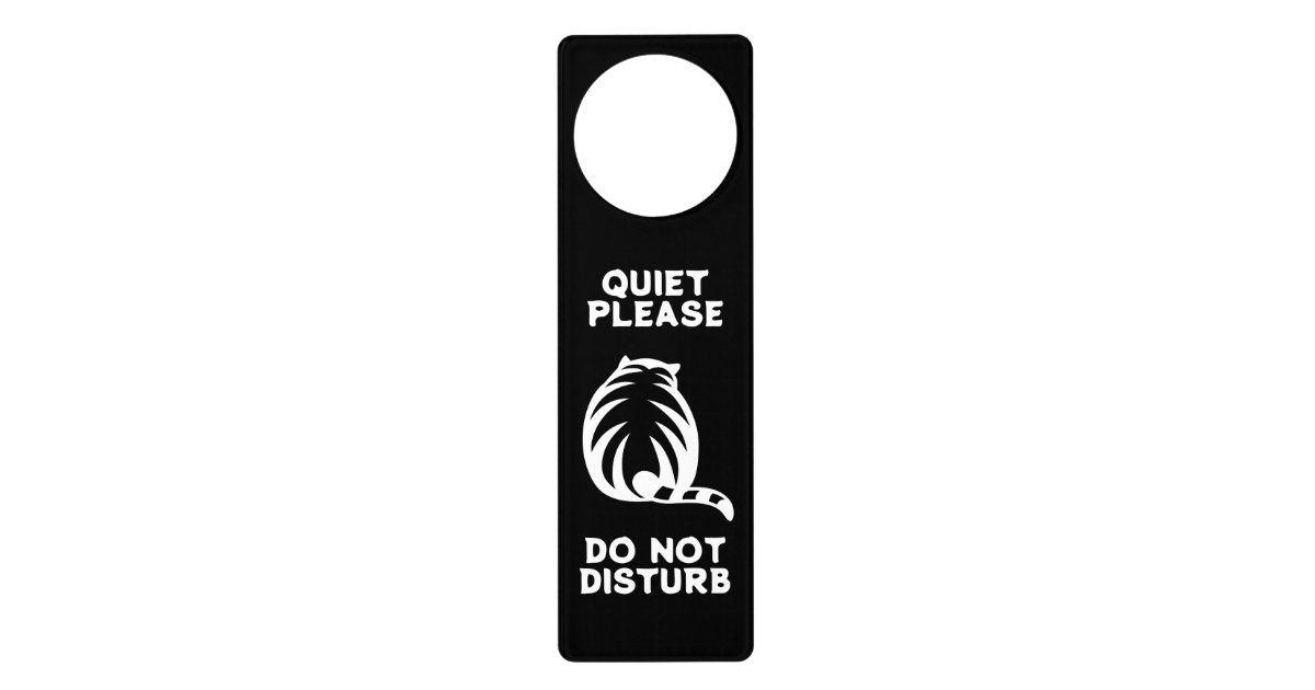Fat cat drawing Do not disturb door hanger sign | Zazzle