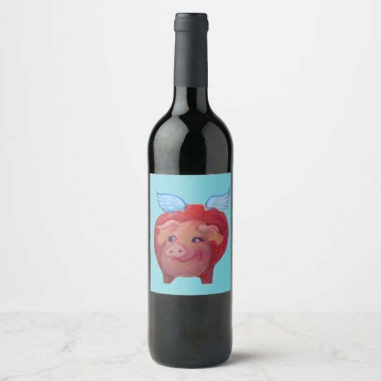 fat flying pig wine label | Zazzle.com