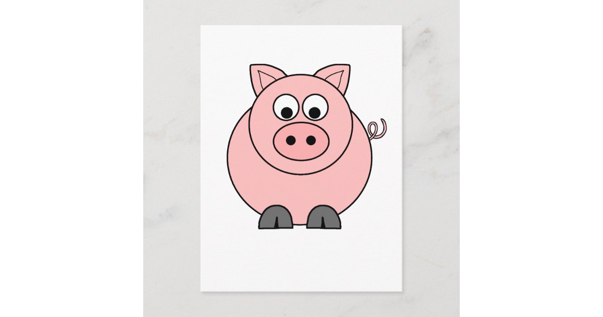 Fat Pink Pig Postcard | Zazzle