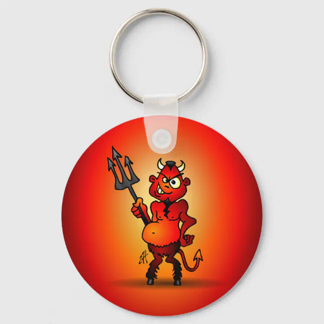 Fat red devil keychain | Zazzle