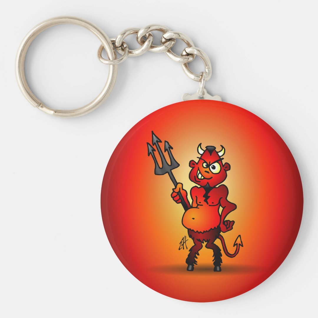 Fat red devil keychain | Zazzle