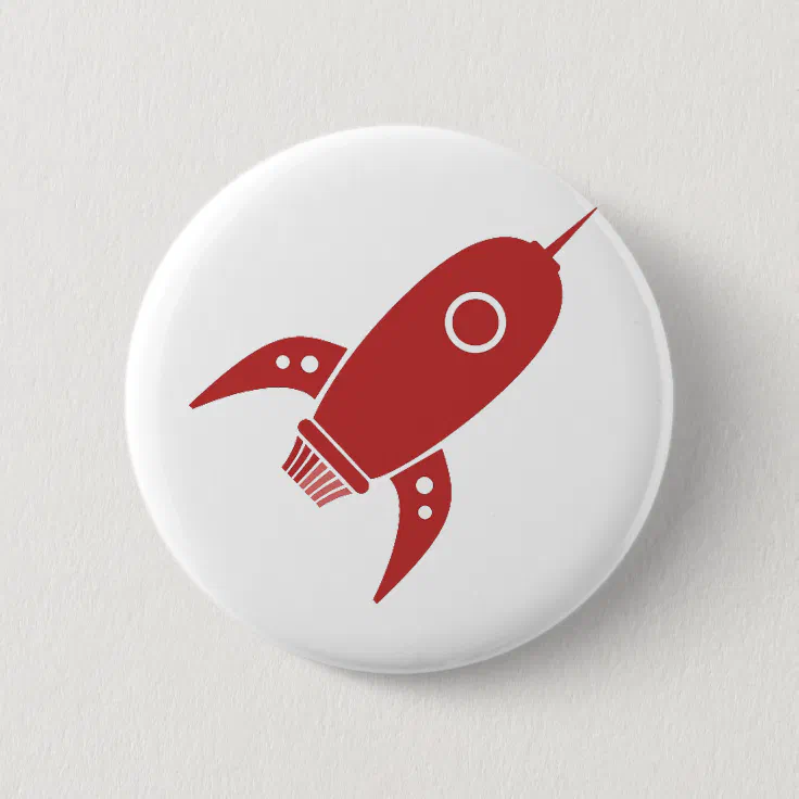 Fat Retro Rocket Ship Red Pinback Button | Zazzle