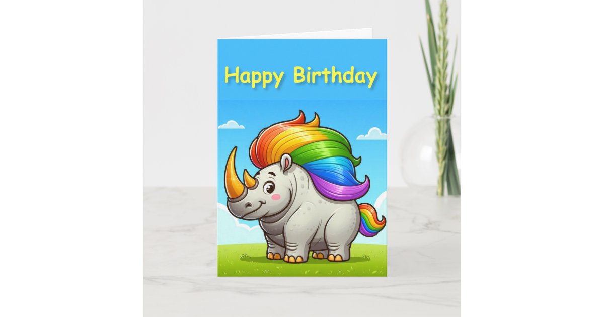 Fat Rhinoceros Birthday Card | Zazzle