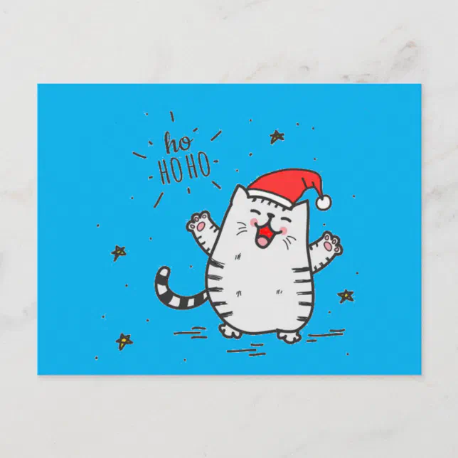 Fat Santa Cat Postcard | Zazzle